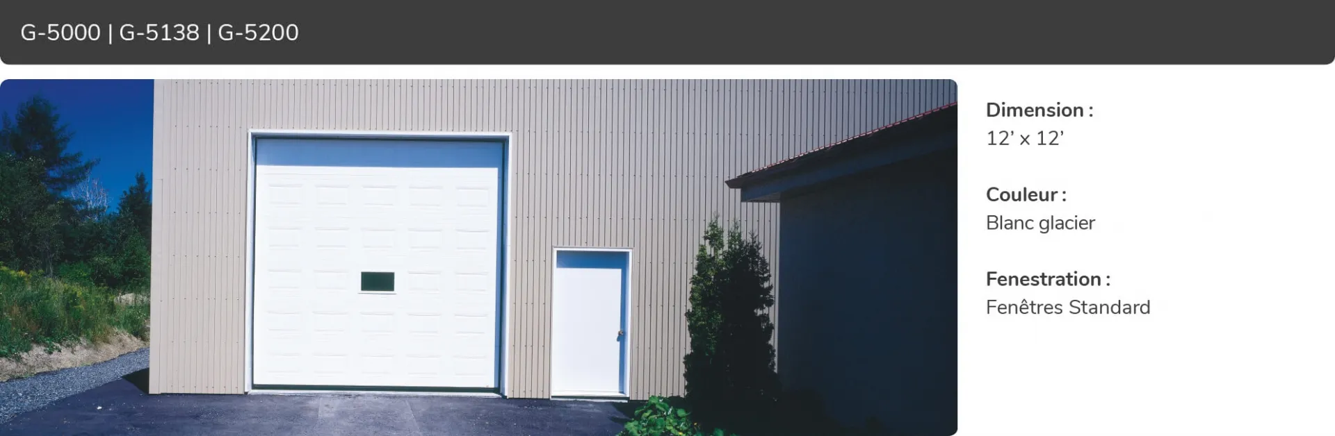 G-5000, G-5138, G-5200 | Portes de garage commerciales | Garaga